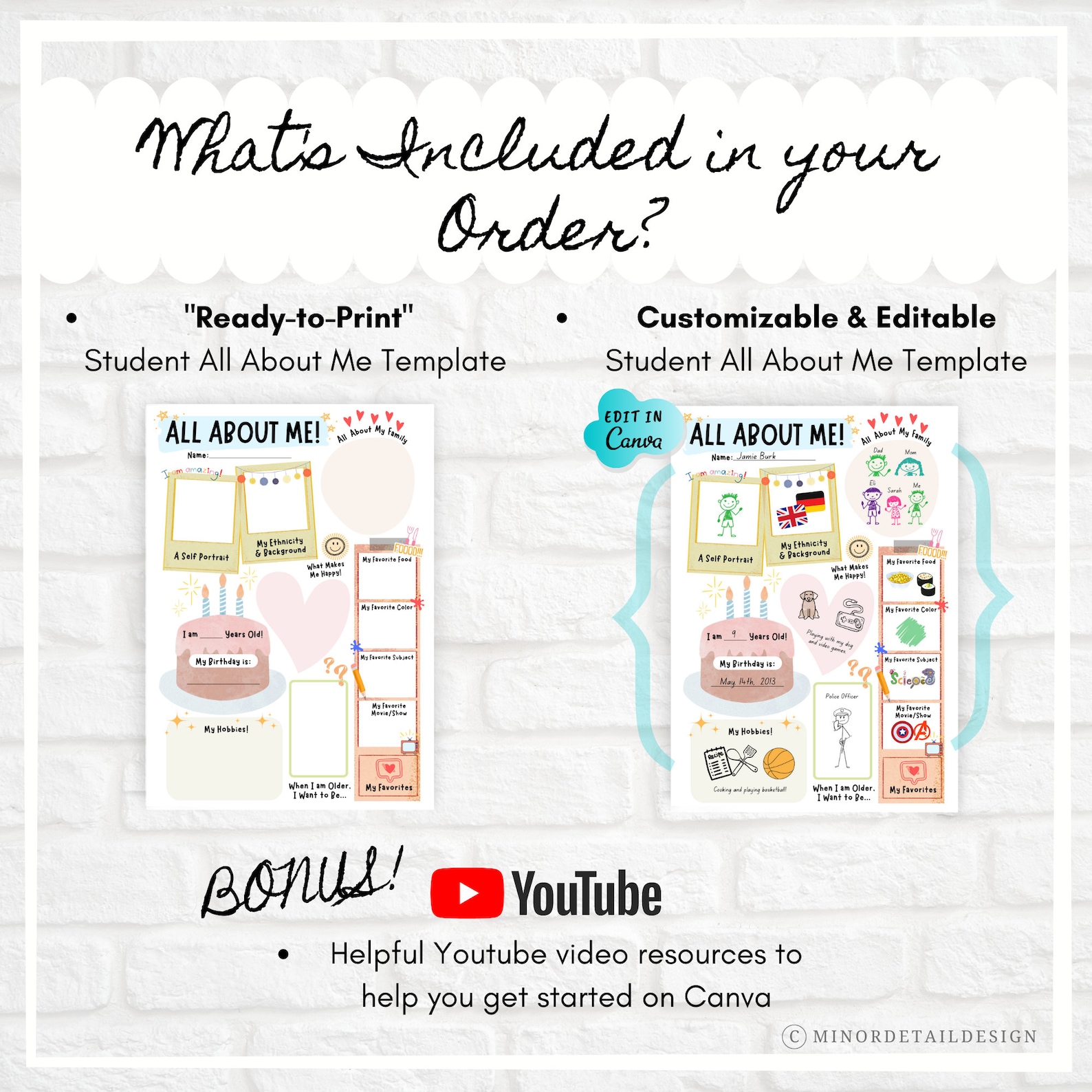 Back to School All About Me, EDITABLE Student About Me,all About Me ...