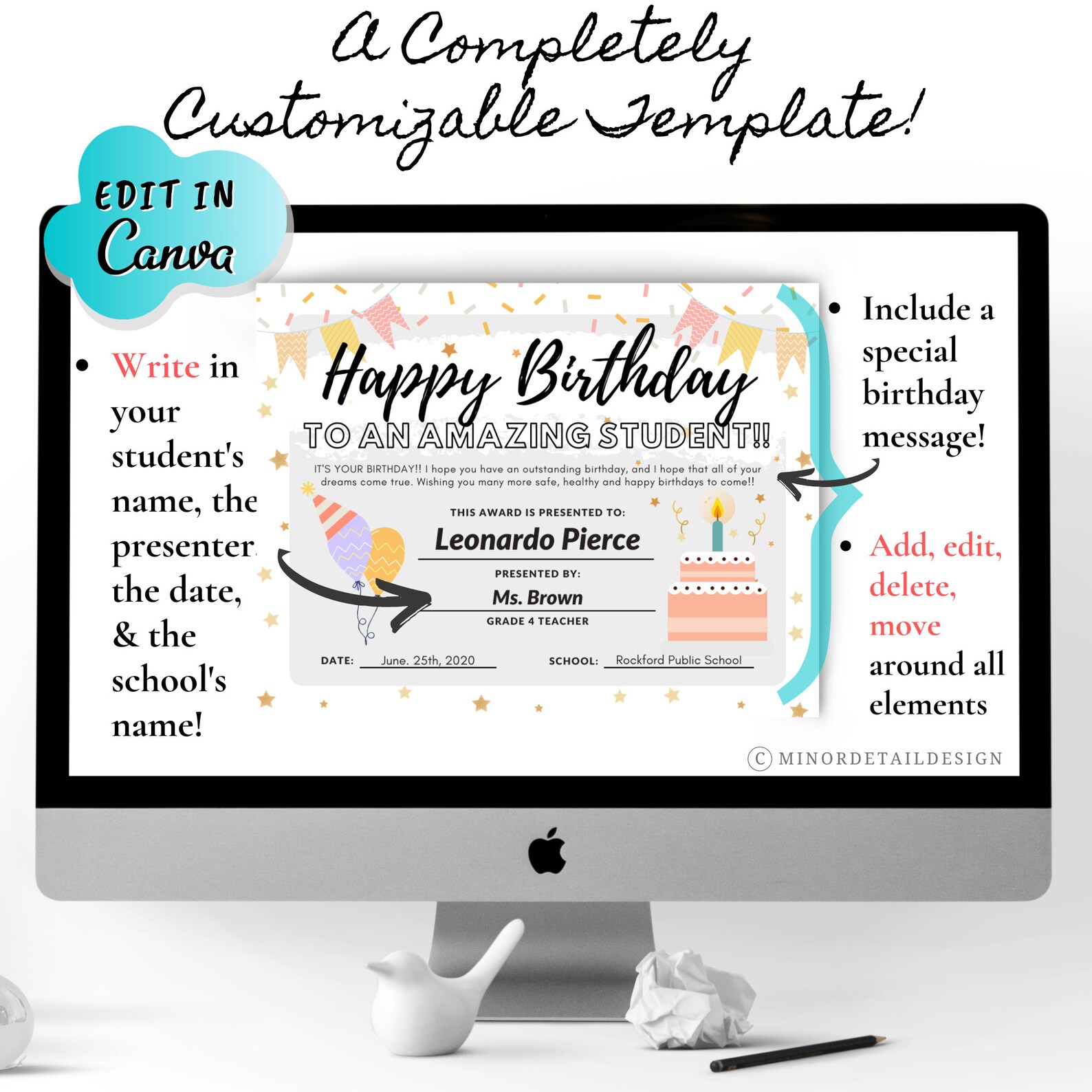Happy Birthday Certificate, Happy Birthday Award, Certificate for ...