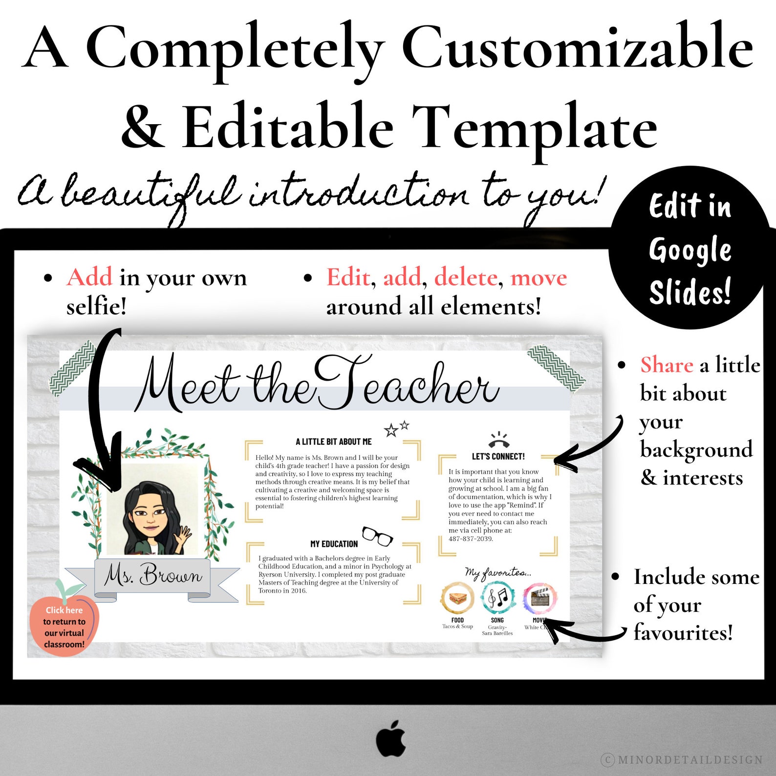 Meet the Teacher Google Slide, Virtual Meet the Teacher Template ...