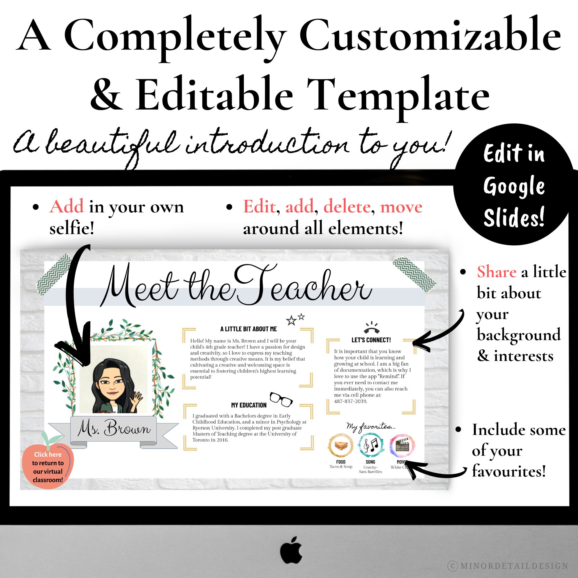 Meet the Teacher Google Slide, Virtual Meet the Teacher Template ...
