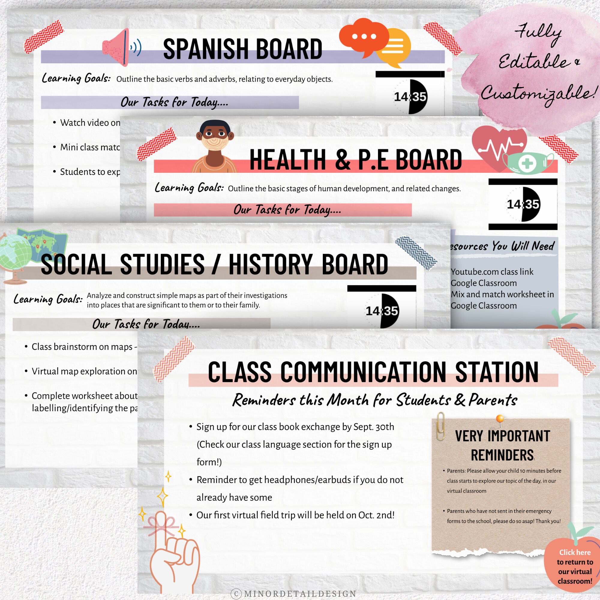 Virtual Classroom Template Digital Classroom Backdrop Google | Etsy Canada