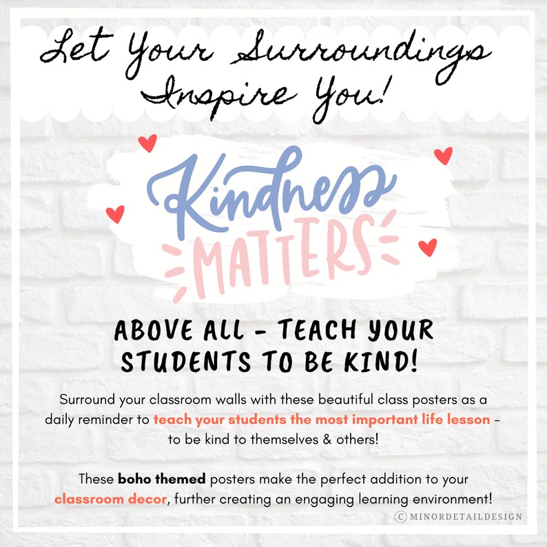 Boho Classroom Posters Kindness Posters for Classroom - Etsy Canada