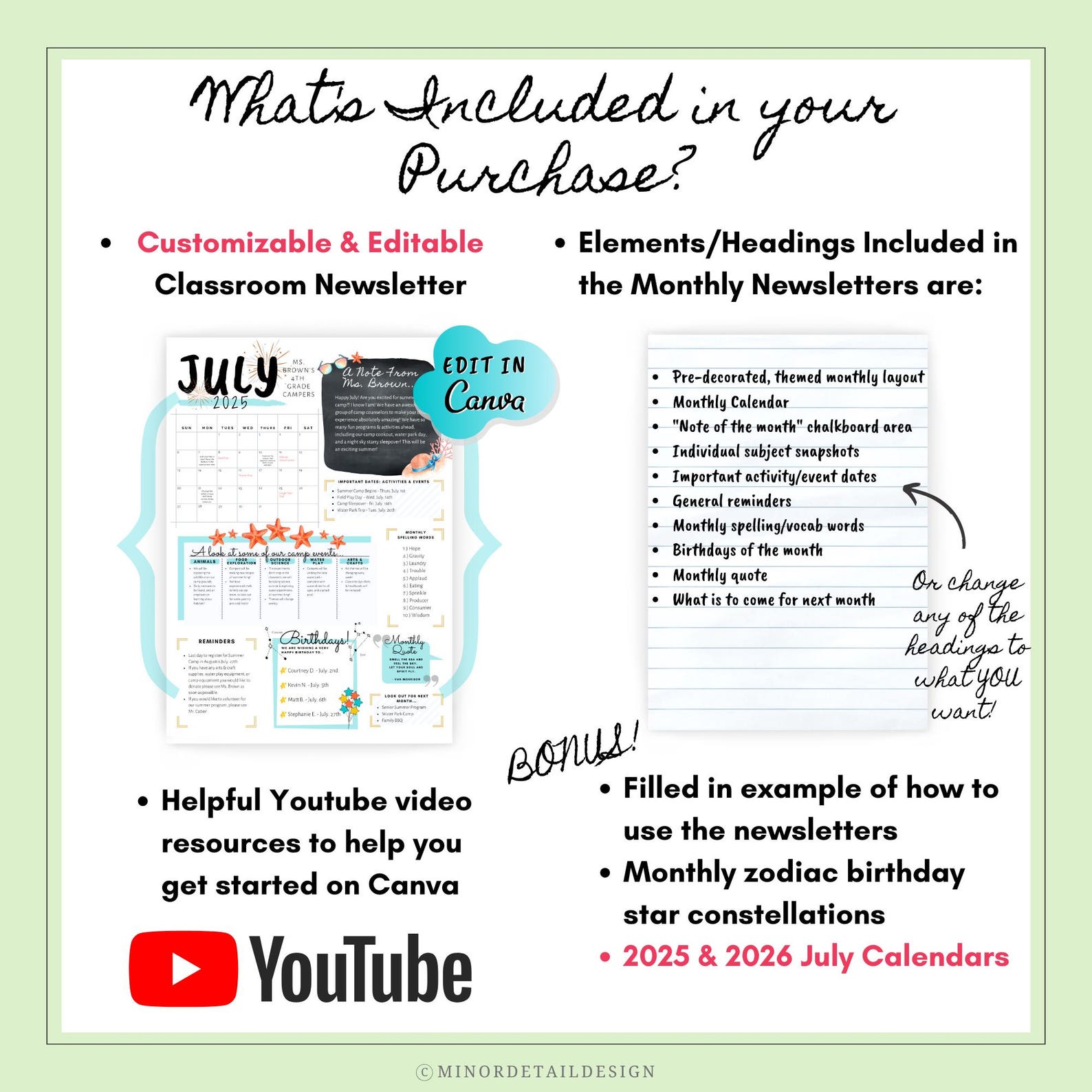 EDITABLE School Newsletter, July Newsletter, 2025 Newsletter, Classroom ...