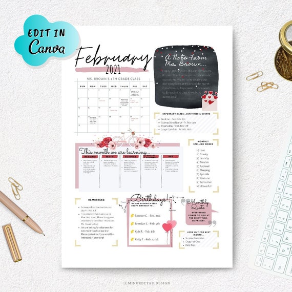 February Newsletter Classroom Newsletter Printable | Etsy