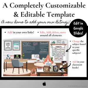 EDITABLE Virtual Classroom, Google Classroom Virtual Bitmoji, Digital ...