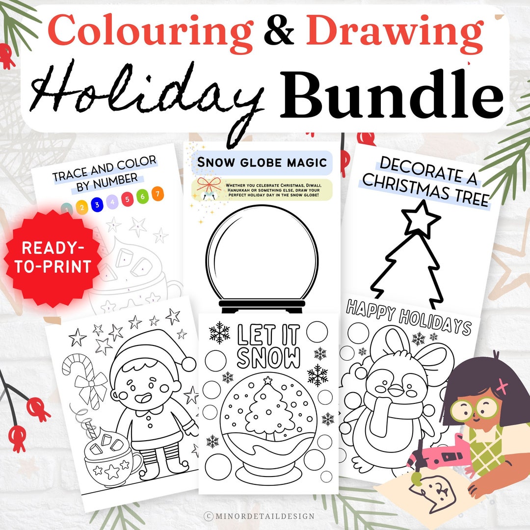 Christmas Coloring Pages PDF, Christmas Activity Worksheets, Christmas ...