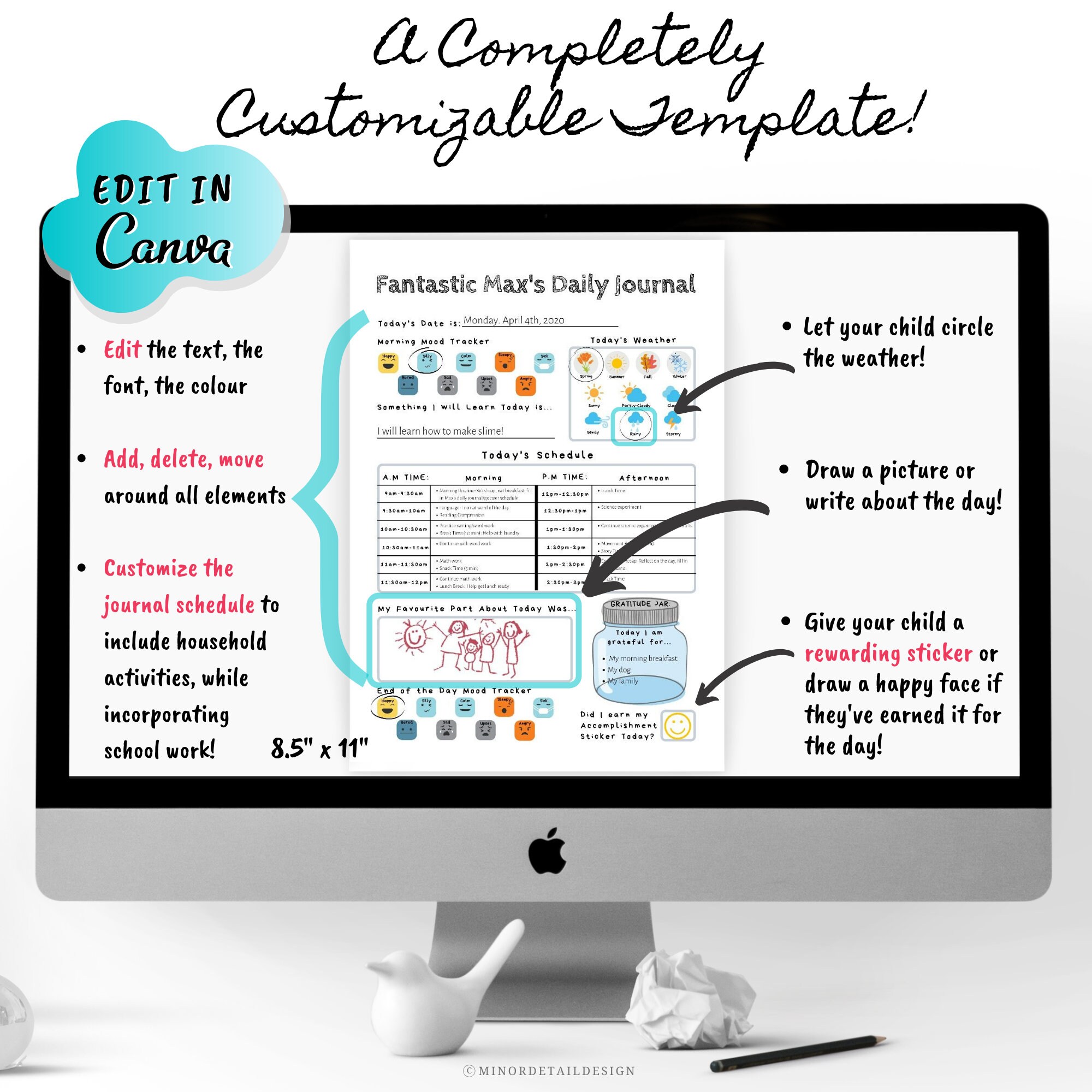 Editable Homeschool Daily Schedule, Editable Daily Schedule for Kids ...