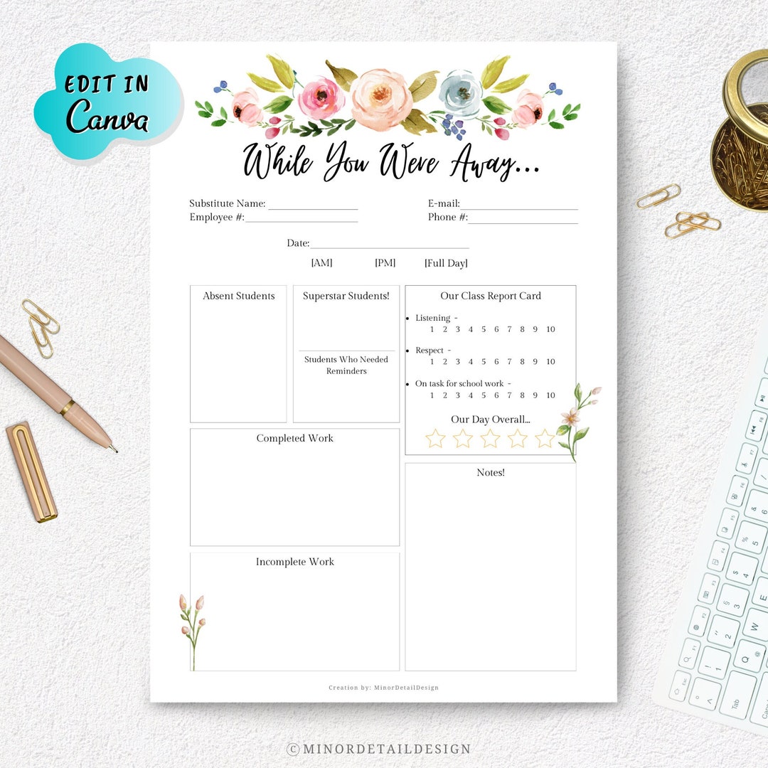 Substitute Teacher, Substitute Teacher Note, Substitute Teacher ...