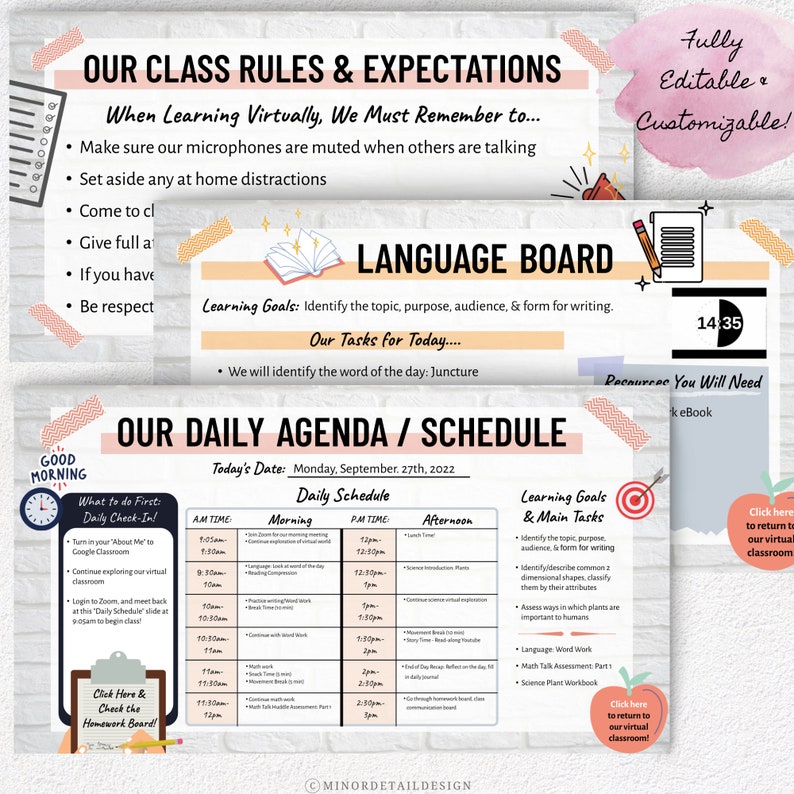Virtual Classroom Template, Digital Classroom Backdrop, Google Slides ...