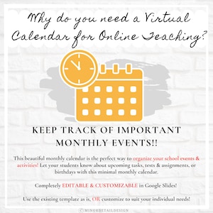 GOOGLE SLIDES CALENDAR, Virtual Calendar Classroom, Digital Classroom ...