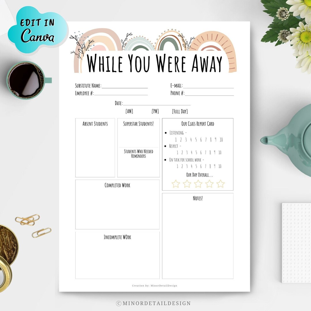 Substitute Teacher Note, Substitute Teacher, Substitute Teacher ...