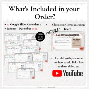 Virtual Classroom Calendar Google Slides Calendar Digital - Etsy