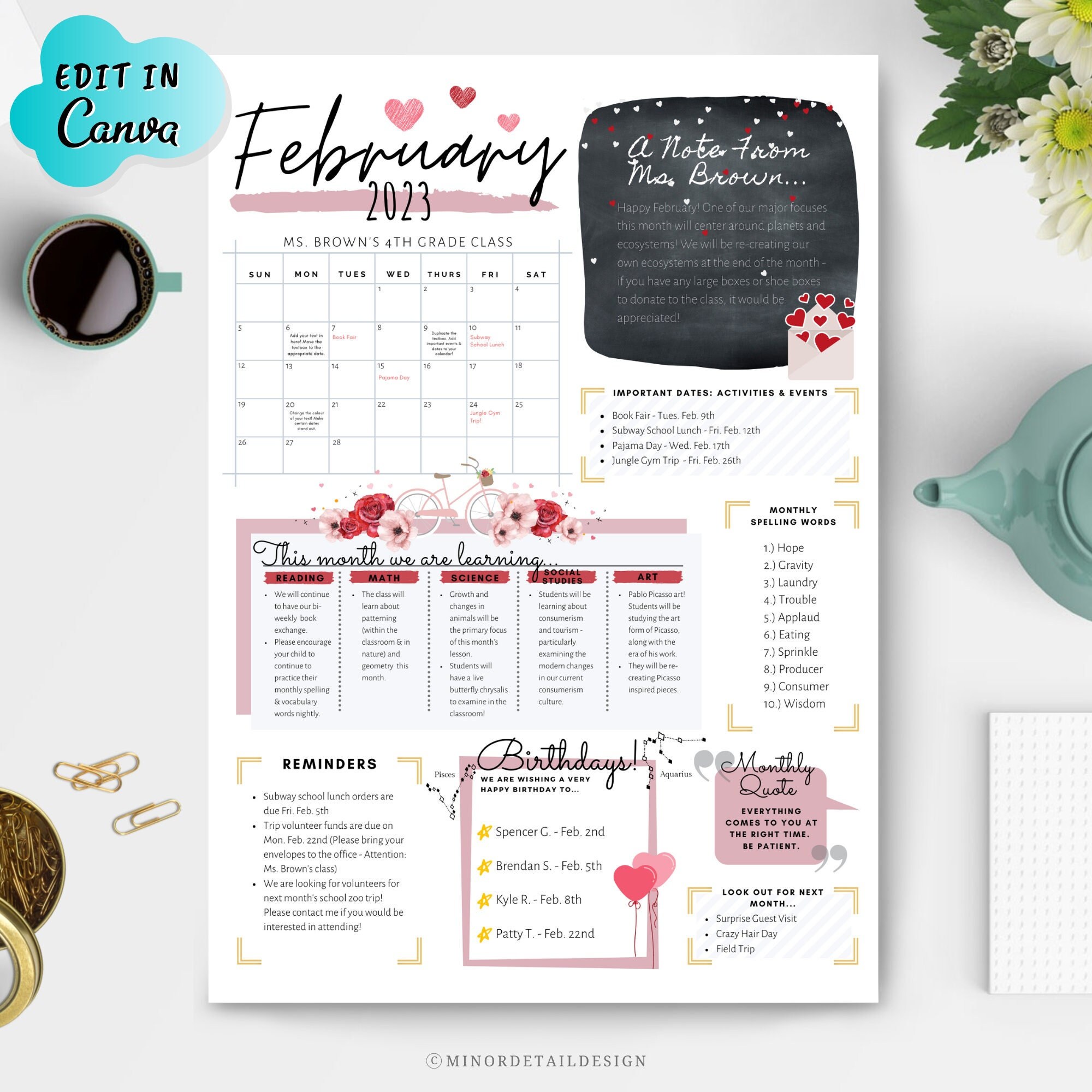 February Newsletter Classroom Newsletter Printable - Etsy