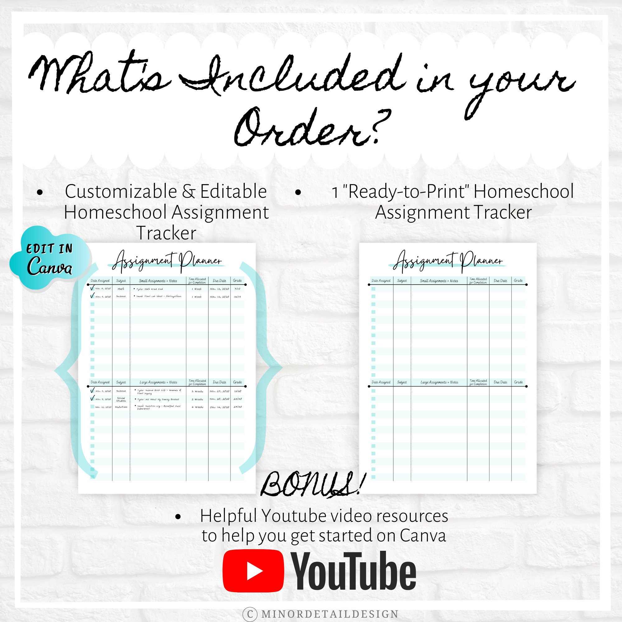 EDITABLE Assignment Tracker Printable, Homeschool Assignment Tracker ...