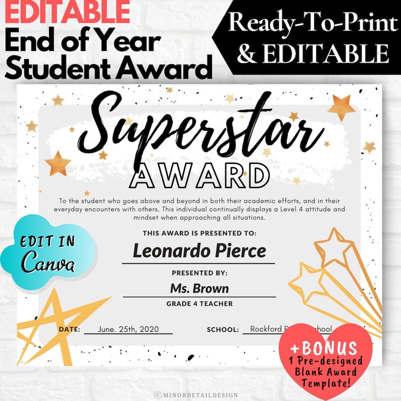 Certificate for Students, End of the Year Awards, Awards for Students ...