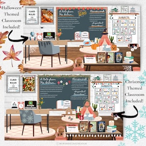 EDITABLE Virtual Classroom, Google Classroom Virtual Bitmoji, Digital ...