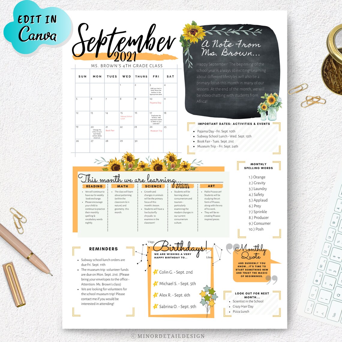 September Newsletter Welcome Back to School Note Welcome to | Etsy