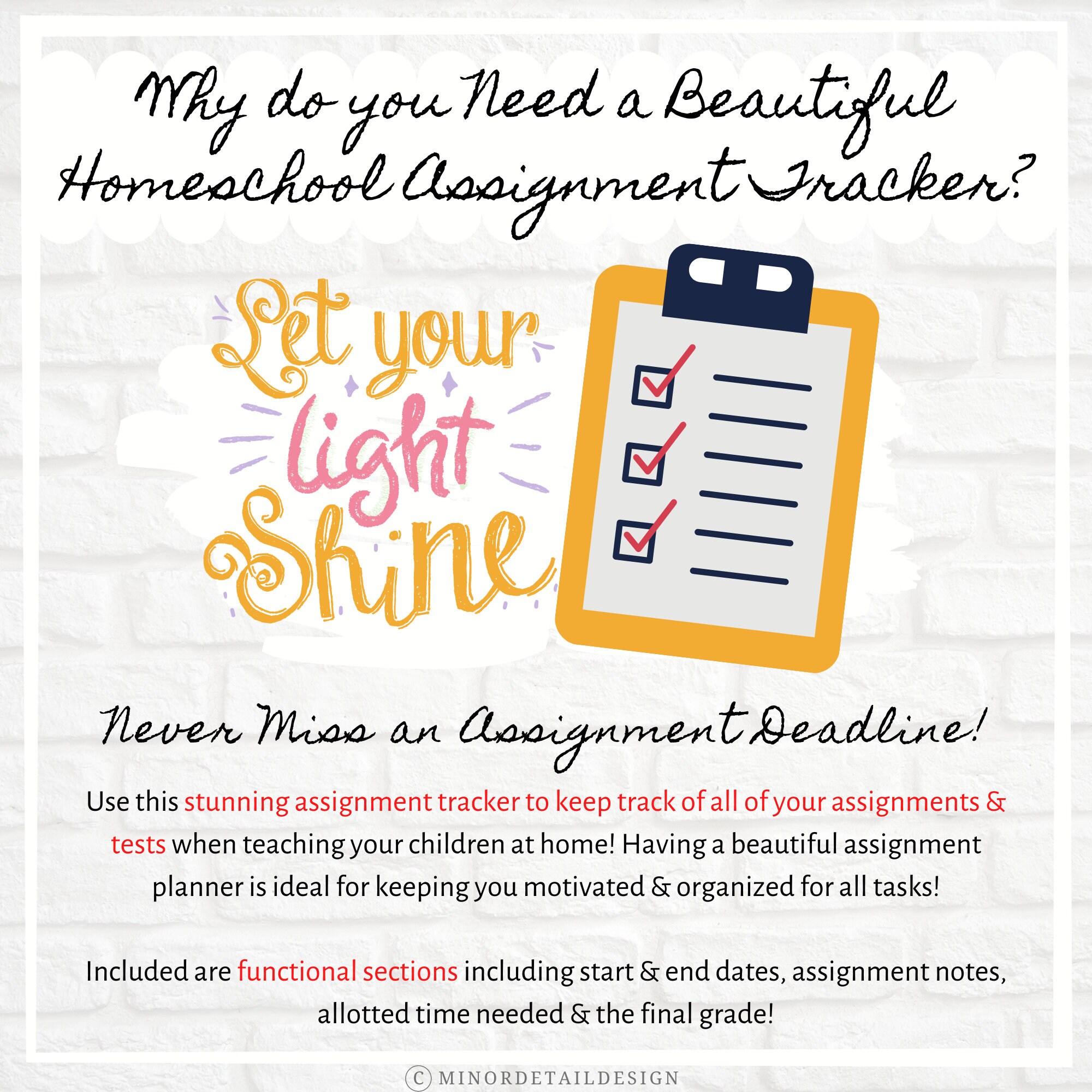 EDITABLE Assignment Tracker Printable, Homeschool Assignment Tracker, Student Goal Tracker ...