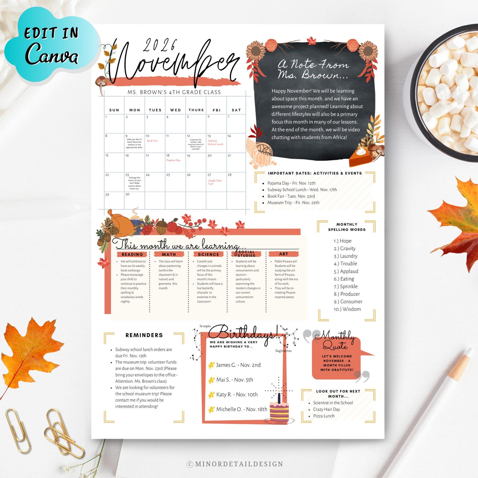 NOVEMBER Newsletter, Winter Newsletter, EDITABLE Classroom Newsletter ...