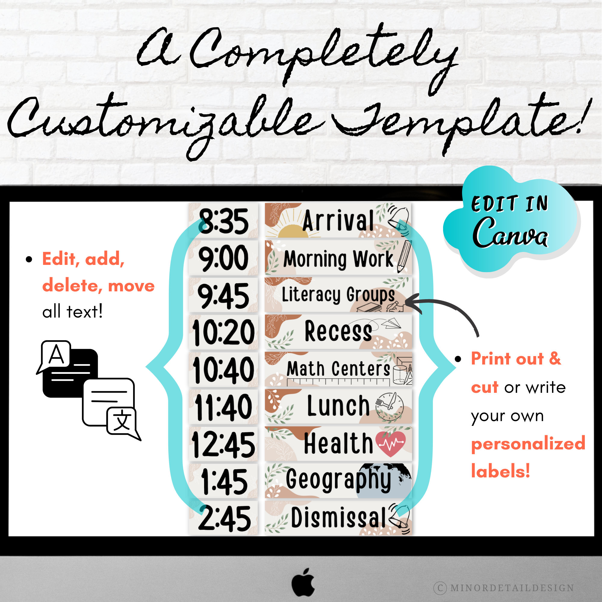 EDITABLE Daily Schedule Cards, Editable Classroom Schedule, Daily ...