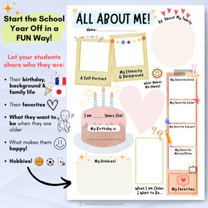 Back to School All About Me, EDITABLE Student About Me,all About Me ...