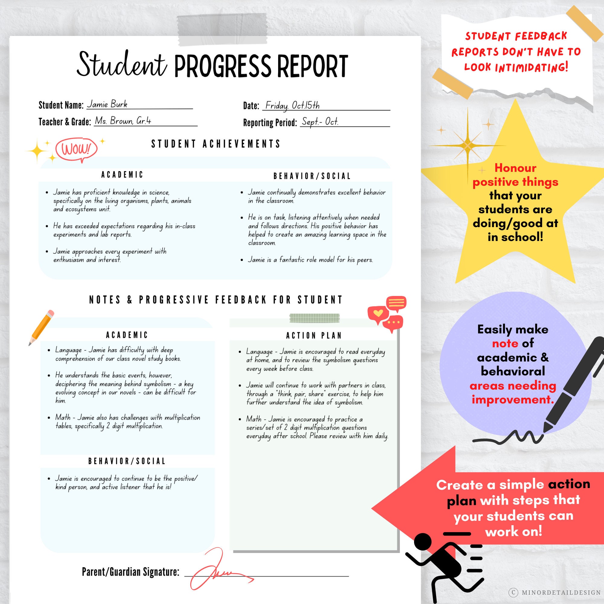 Student Progress Report, Student Assessment Forms, Editable Progress ...