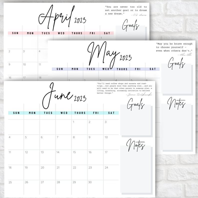 12 Month Calendar Printable Full Year Calendar Printable - Etsy