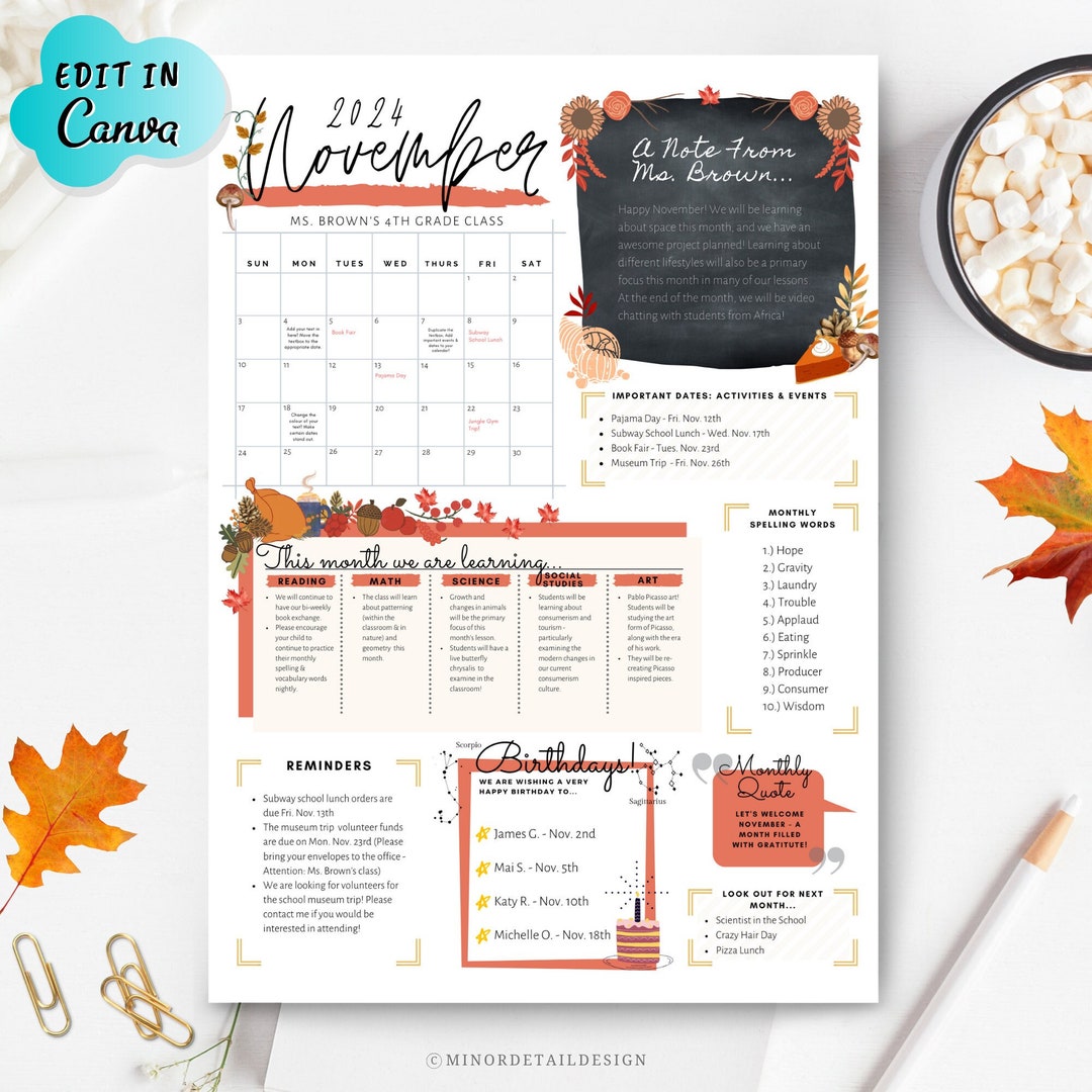 November Newsletter, Winter Newsletter, Editable Classroom Newsletter ...