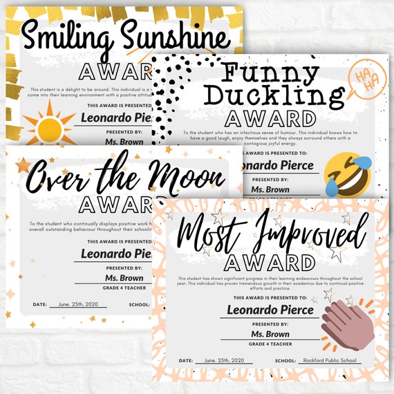 Fun End Of Year Certificates