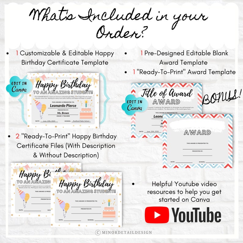 Happy Birthday Certificate, Happy Birthday Award, Certificate for ...