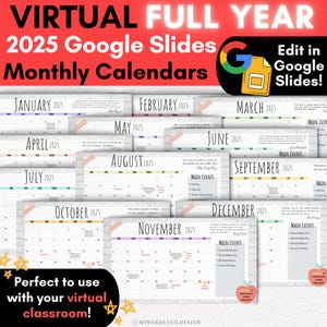 Virtual Classroom Calendar, Google Slides Calendar, Digital Classroom ...