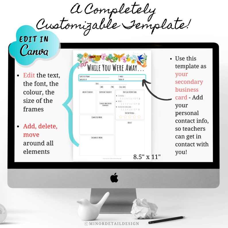Substitute Teacher Resource Editable Teacher Note Substitute - Etsy