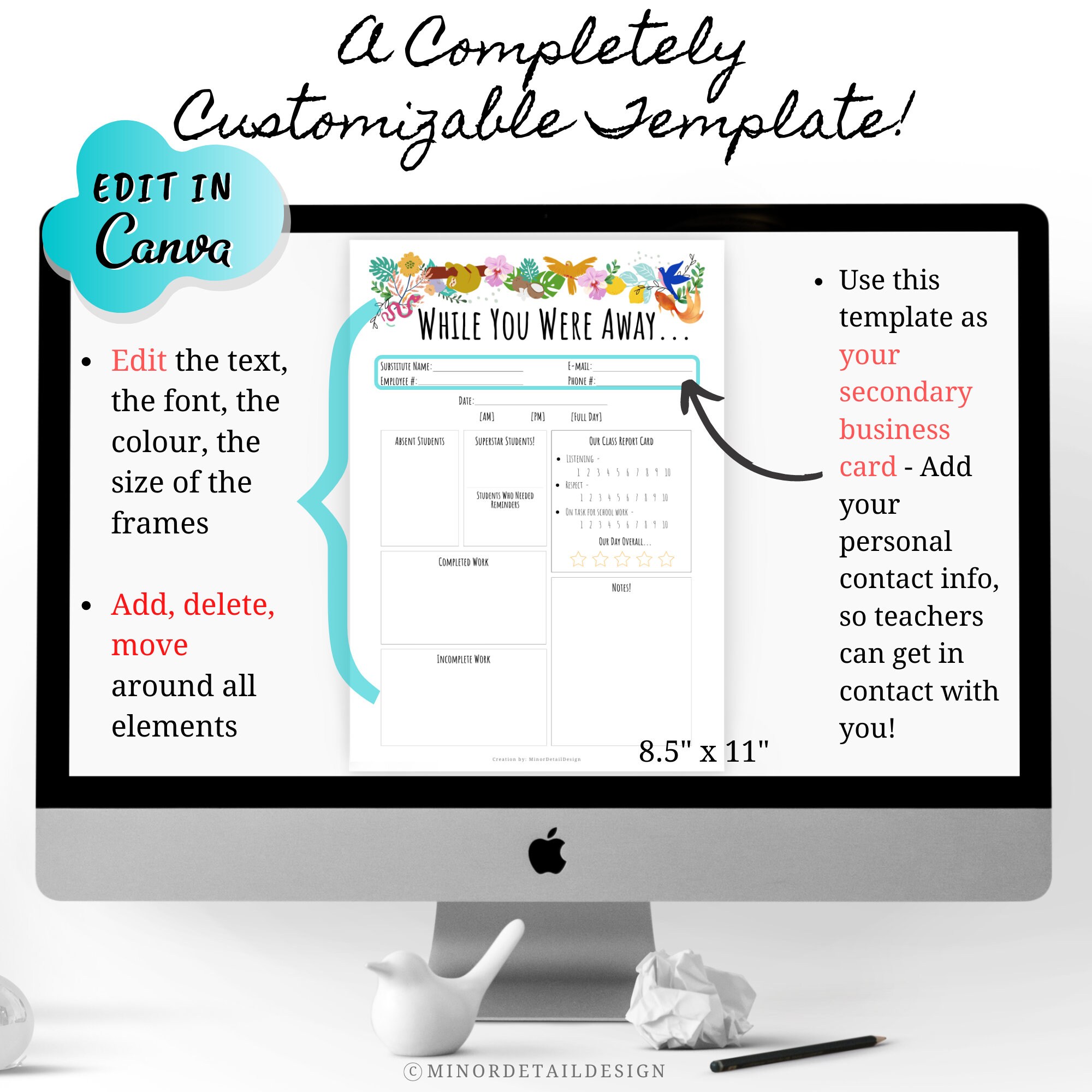 Substitute Teacher Resource, Editable Teacher Note, Substitute Teacher ...