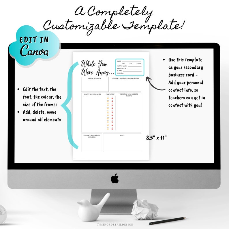 Personalized Substitute Teacher Note Substitute Teacher | Etsy