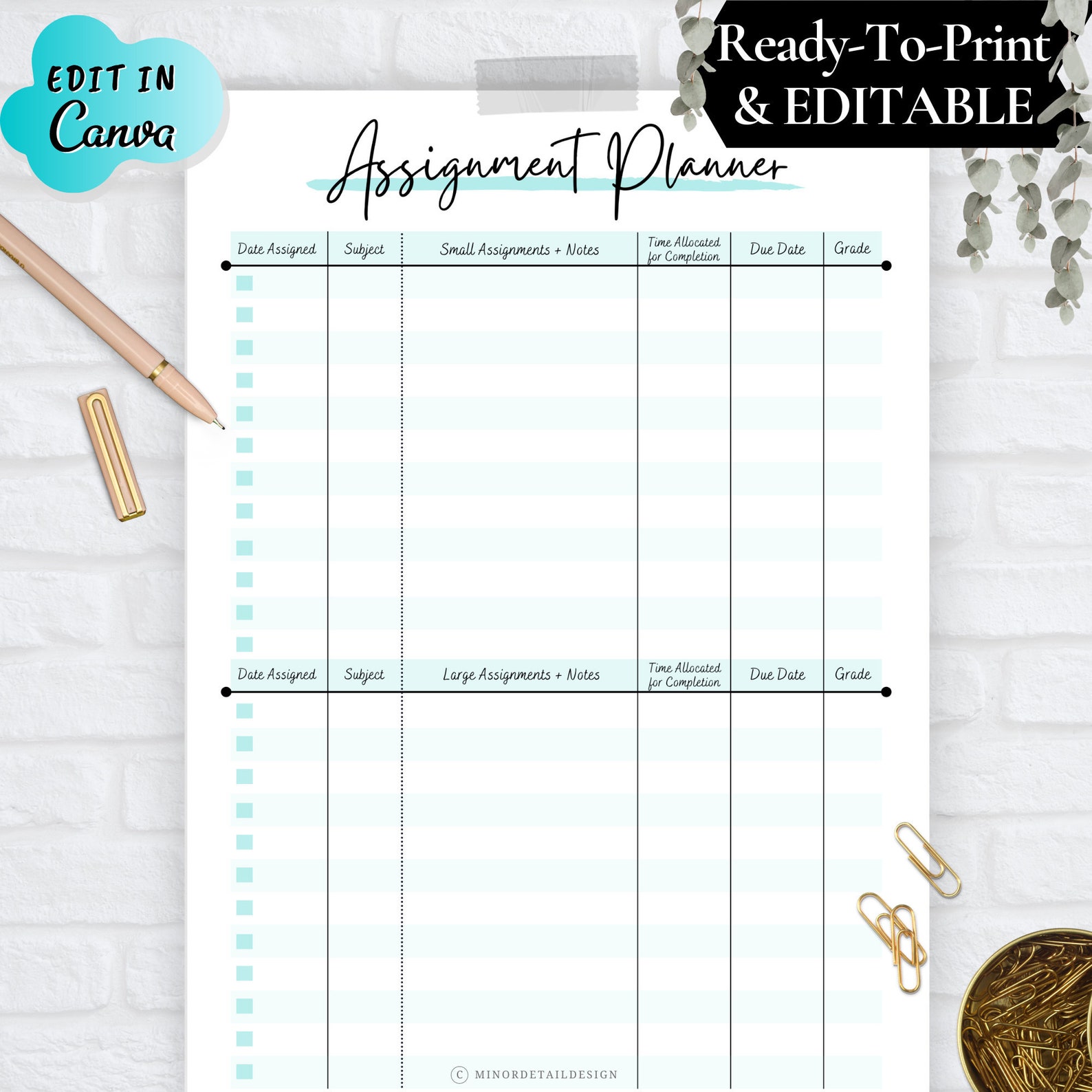 EDITABLE Assignment Tracker Printable, Homeschool Assignment Tracker ...