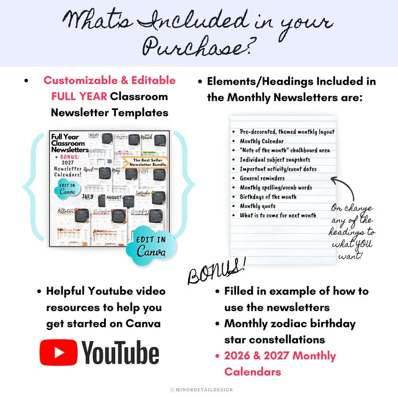 EDITABLE School Newsletter, MONTHLY Classroom Newsletter, 12 Month ...