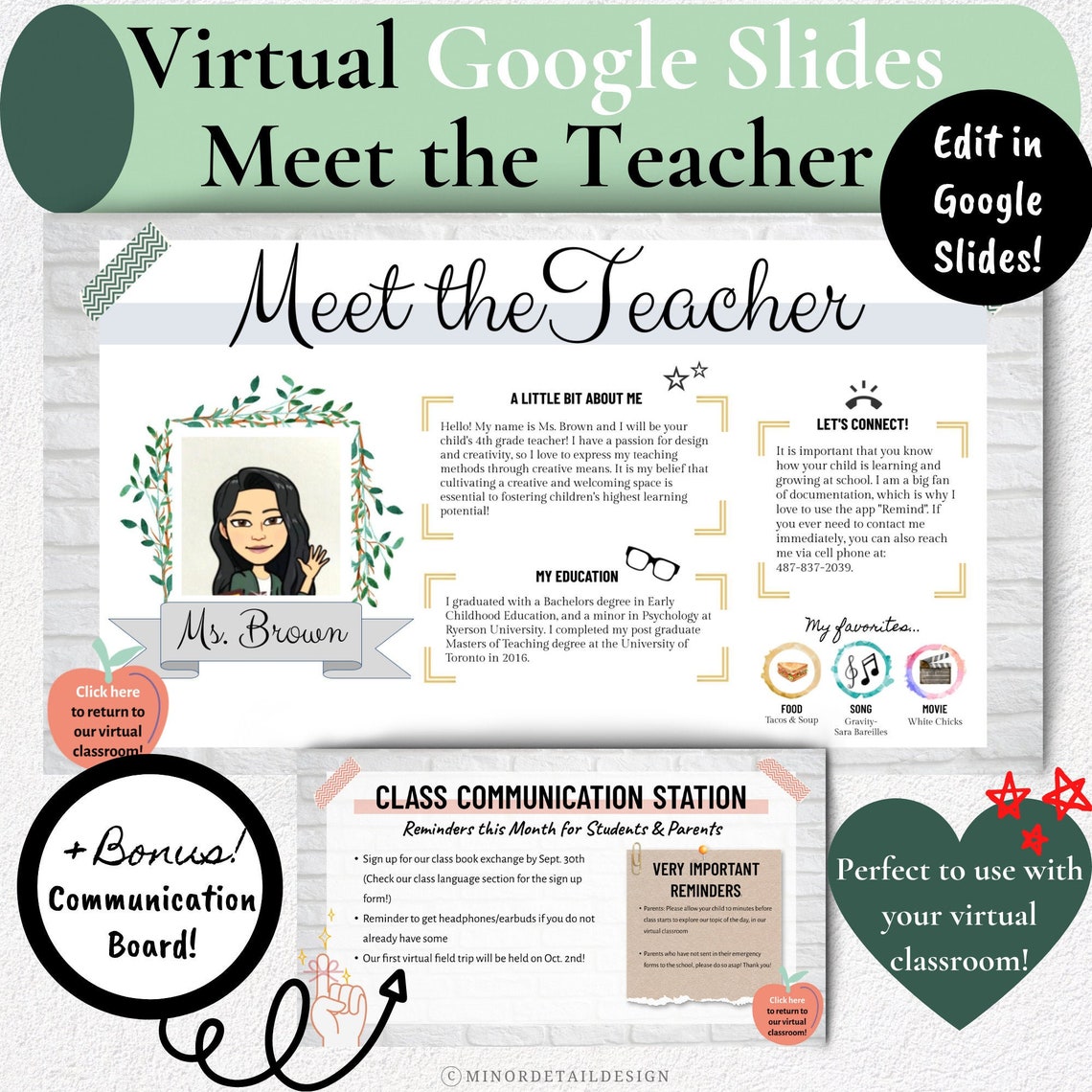 Meet the Teacher Google Slide, Virtual Meet the Teacher Template ...