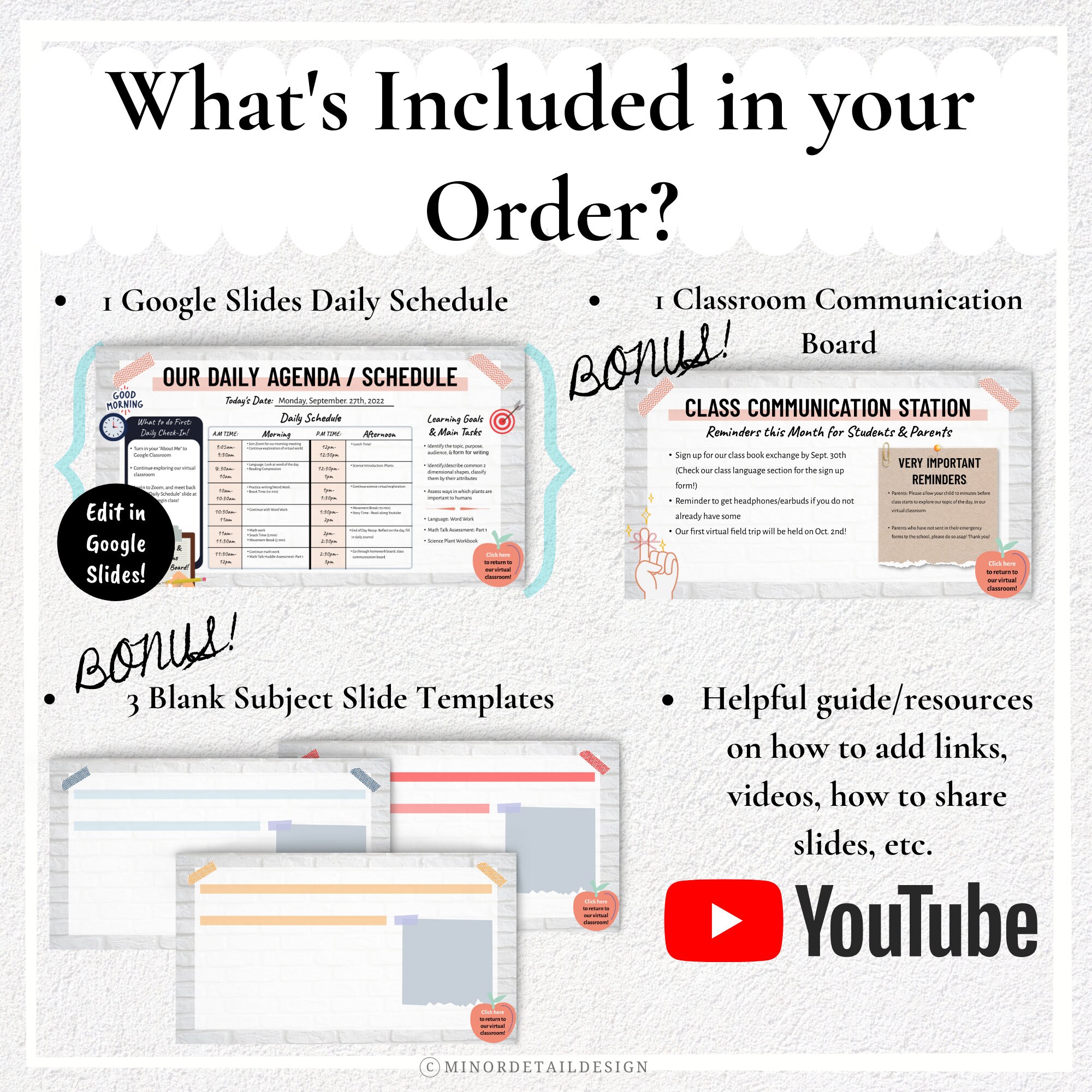 Google Slides Daily Agenda, Digital Class Schedule, Virtual Schedule ...