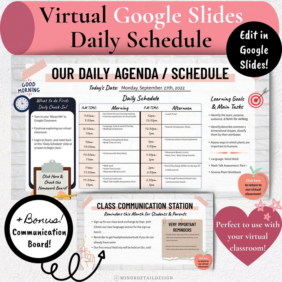 Google Slides Daily Agenda, Digital Class Schedule, Virtual Schedule ...