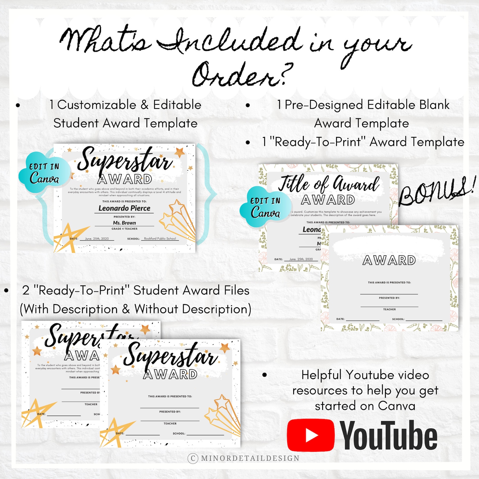 Certificate for Students, End of the Year Awards, Awards for Students ...