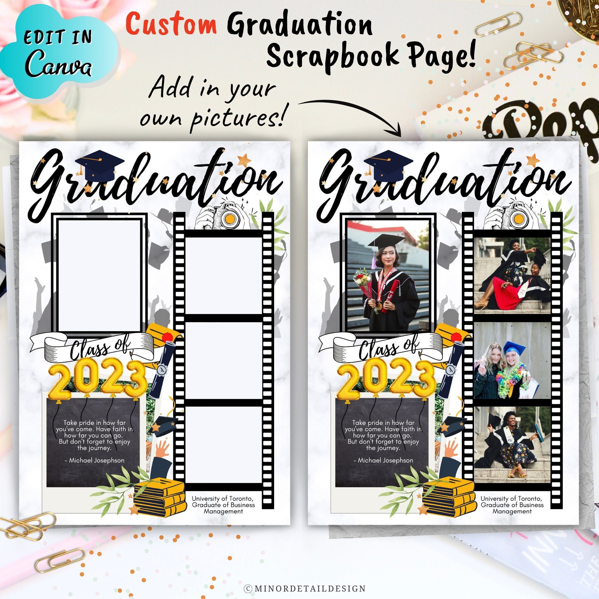 Graduation Scrapbook Page EDITABLE Graduation Template - Etsy