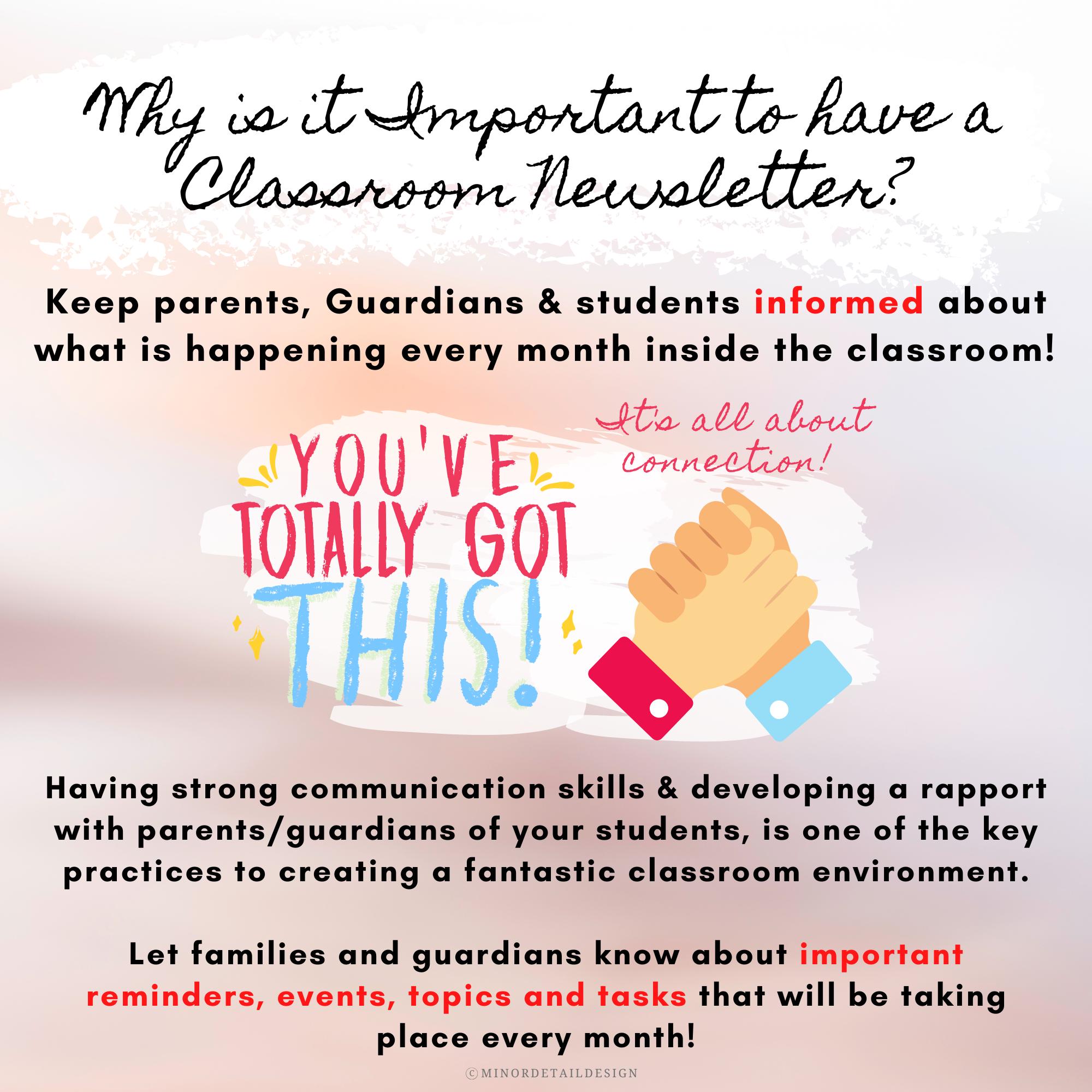 EDITABLE School Newsletter, MONTHLY Classroom Newsletter, 12 Month ...