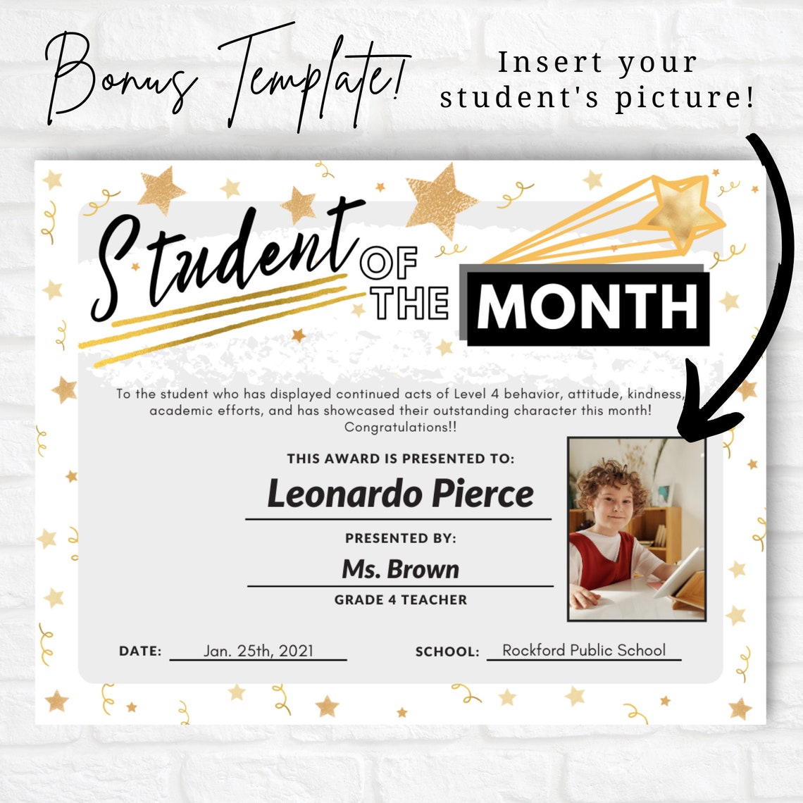 Student of the Month Certificate, Certificate for Students, Awards for ...