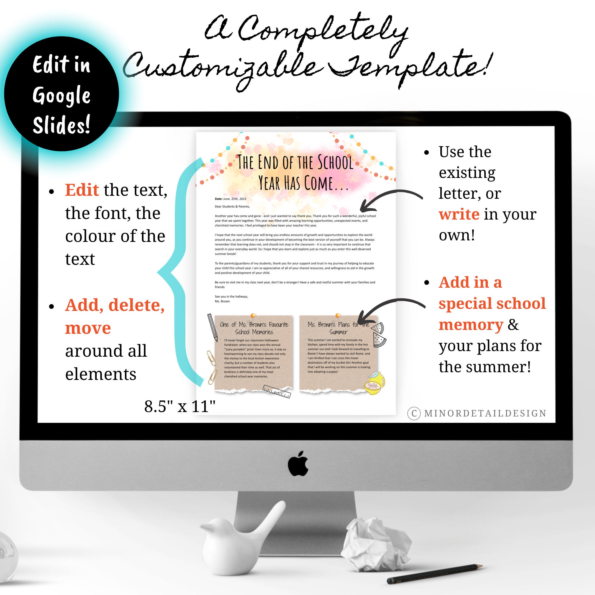 Editable End of the Year Note to Students, End of the Year Letter, End ...