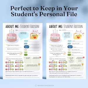 EDITABLE Student About Me, All About Me Printable Back to School, First ...