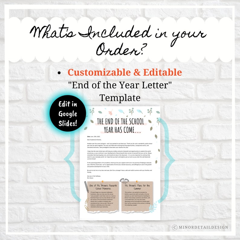 Floral End of Year School Note, End of the Year Note, End of the Year ...