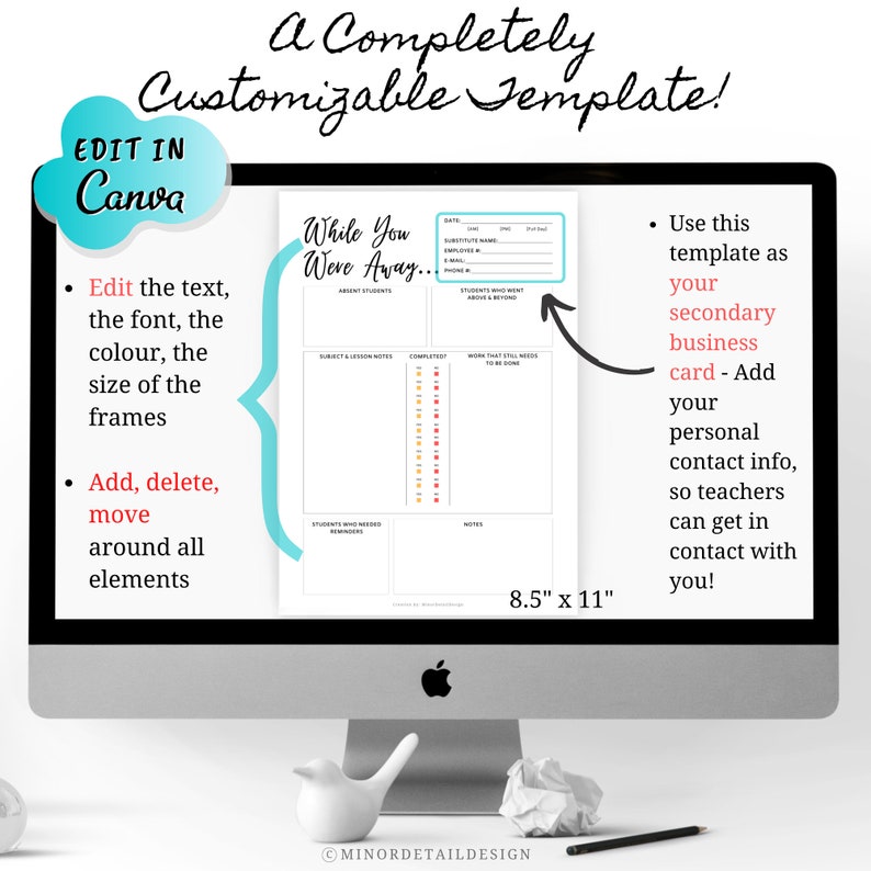 Personalized Substitute Teacher Note, Substitute Teacher, Classroom ...