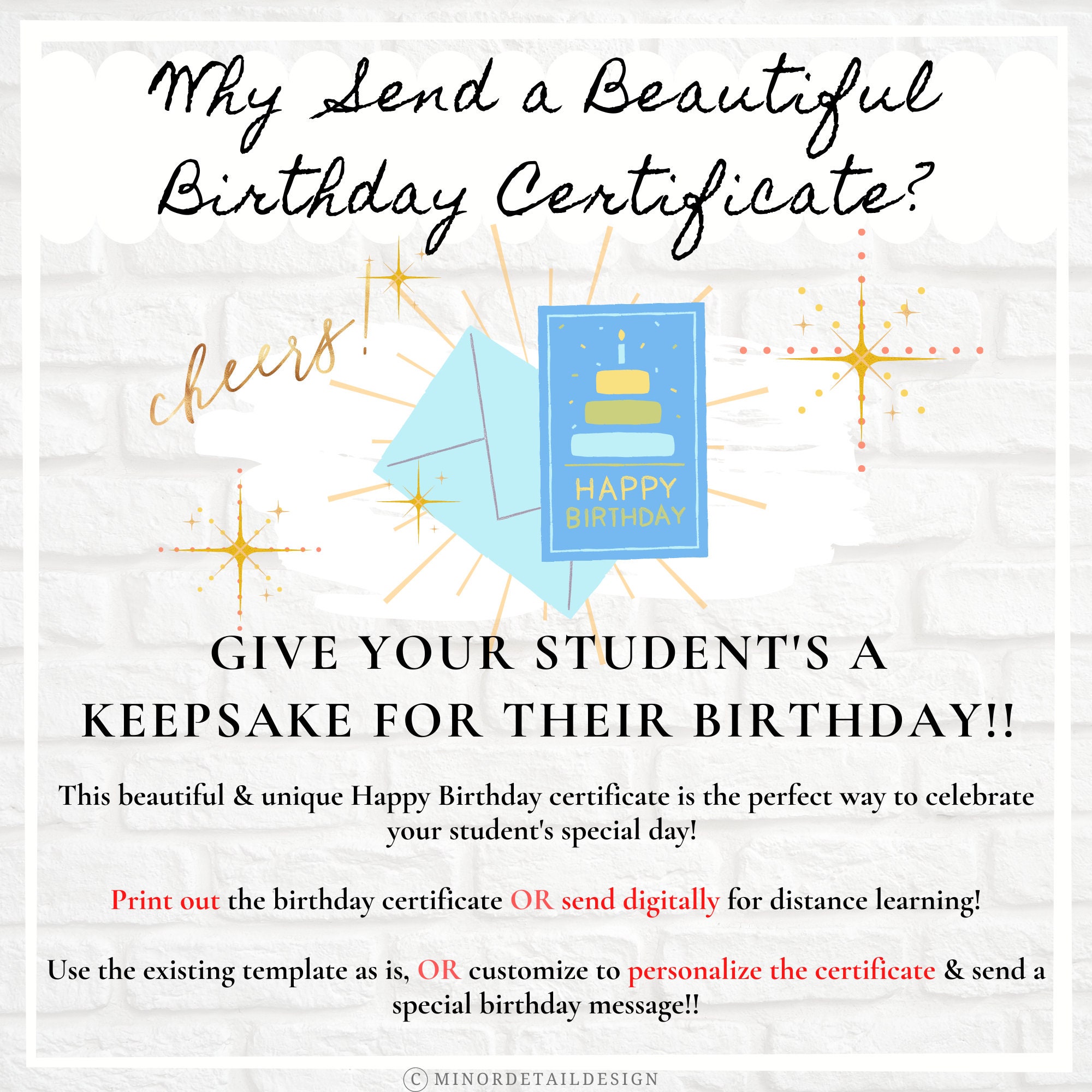 EDITABLE Happy Birthday Certificate, Happy Birthday Award, Certificate ...