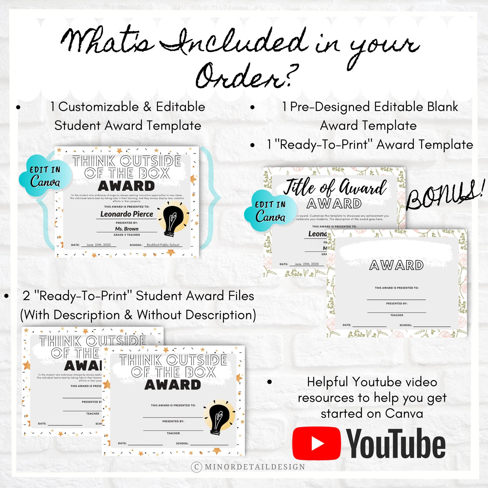 EDITABLE School Award, School Award Template, Student Award Printable ...