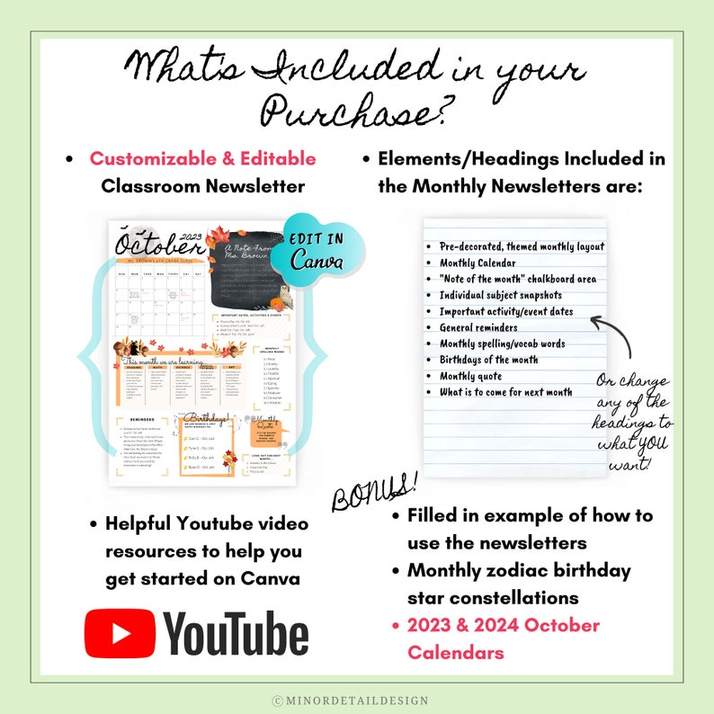 Editable School Newsletter Monthly Newsletter October - Etsy